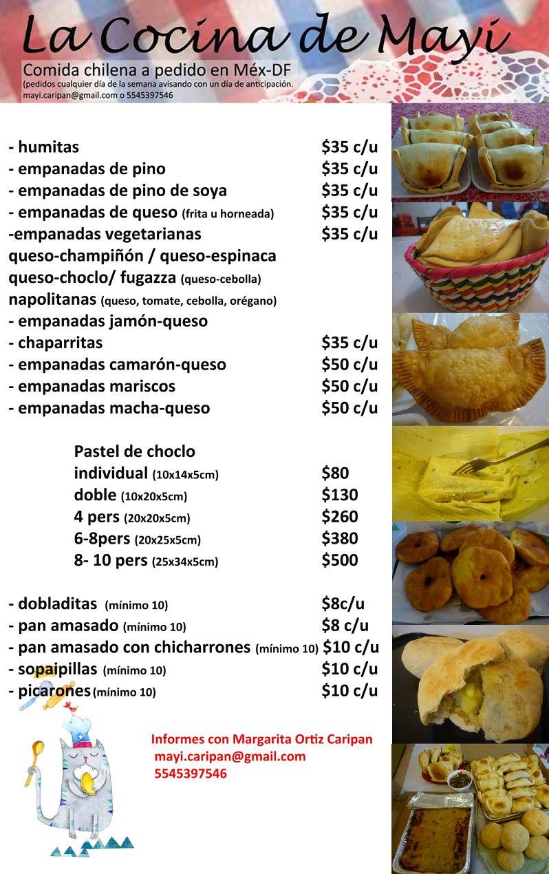 .La cocina de Mayi: Precios 2016 comida chilena en Cd. de México