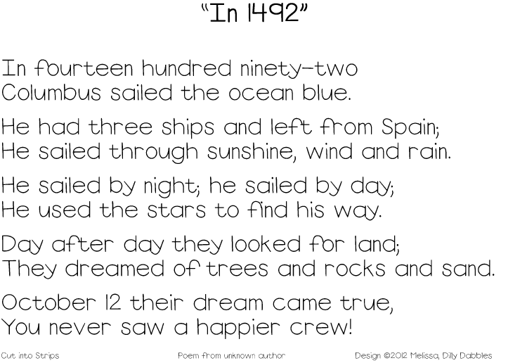 Columbus Poem Pack - Classroom Freebies