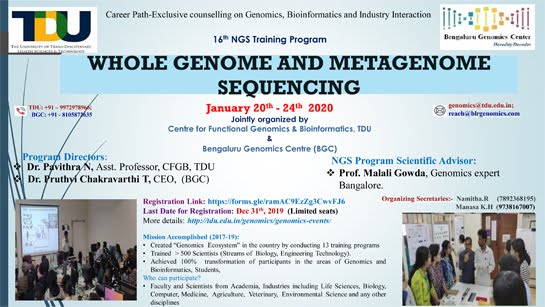 16th NGS Training Program WHOLE GENOME AND METAGENOME SEQUENCING ...
