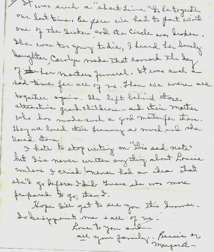 Bethune Ancestors: Margaret Letter To Mary July 7, 1984