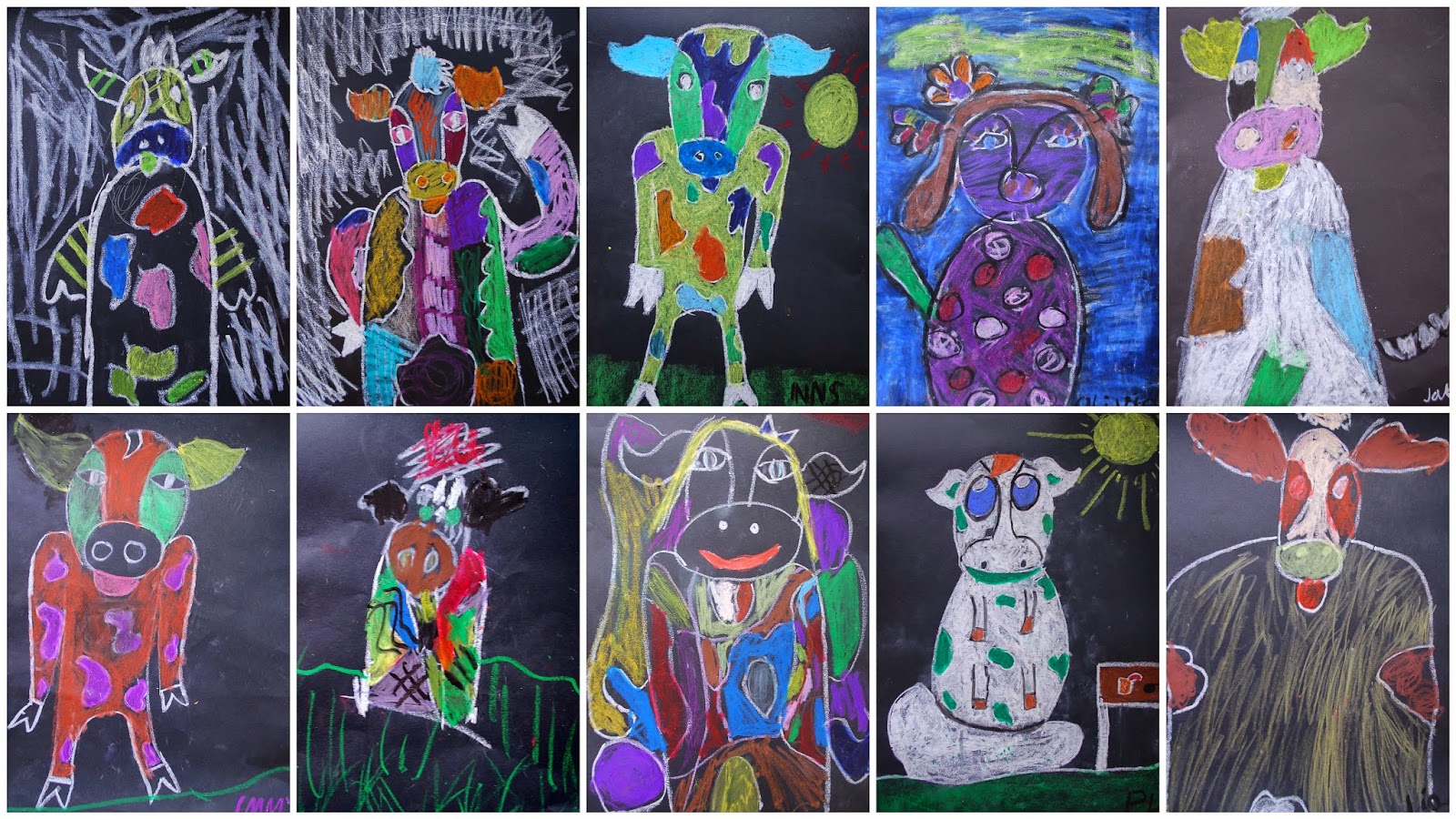 Sunnyside Art House: Peter Diem Cows in Oil Pastel