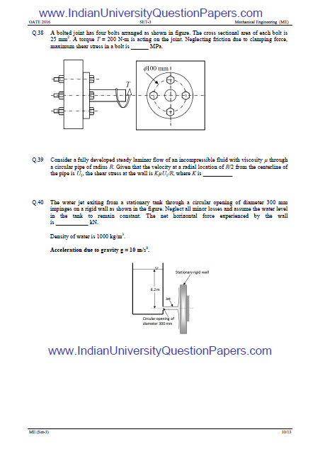 GATE-2016: ME Mechanical Engineering Question Paper PDF - University ...