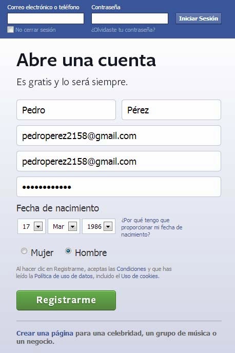 Iniciar Sesion Facebook