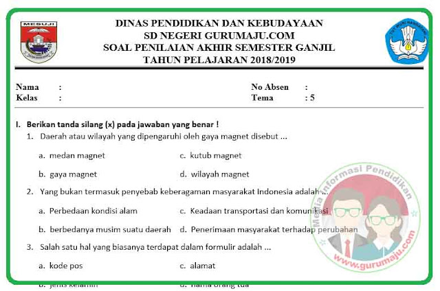 Soal UAS / PAS Kelas 6 Tema 5 dan Kunci Jawaban Tahun 2022 / 2023 - GURU MAJU