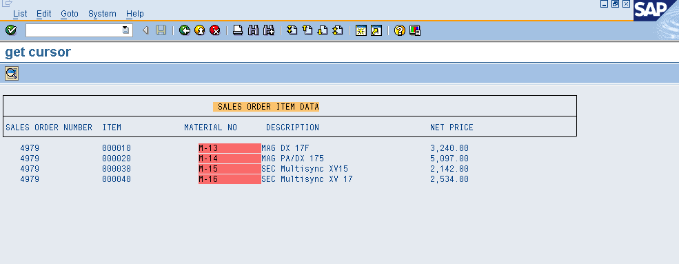SAP TECH: Classical Interactive report based on Get Cursor Technique