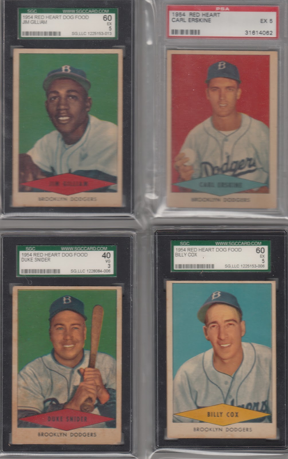 Dodgers Blue Heaven: Check out some 1954 Red Heart Dodger Cards