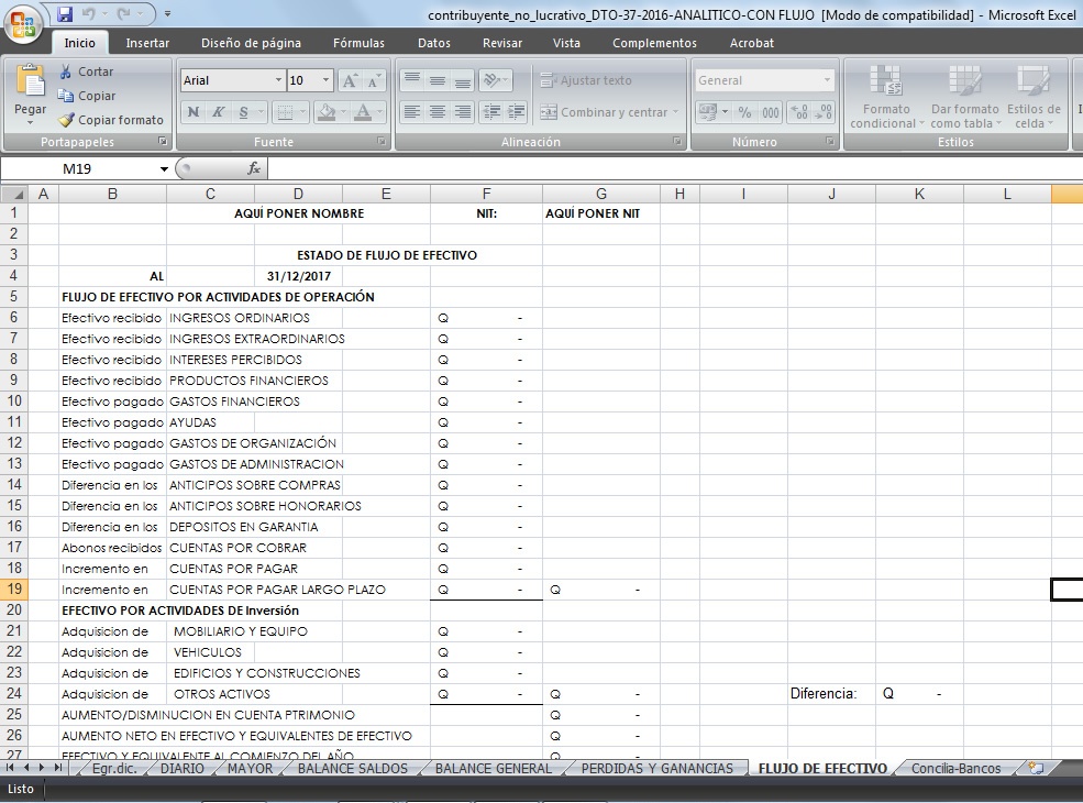 Actualización Plantilla Contable para Contribuyentes no Lucrativos ...