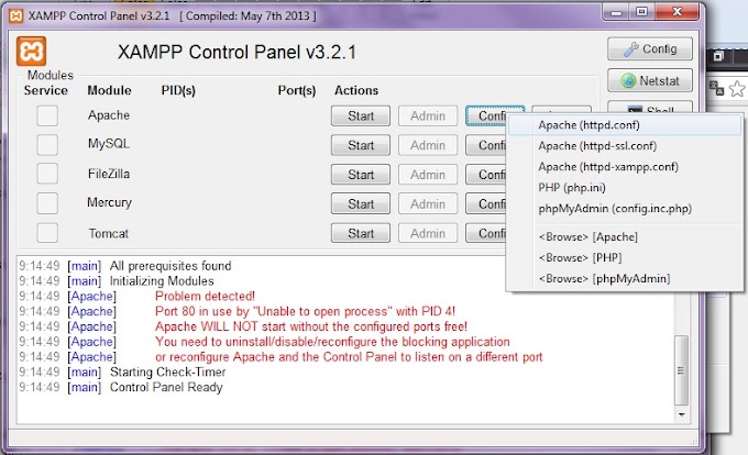 Cara mengatasi Apache tidak bisa running di XAMPP Port 40 dan 443