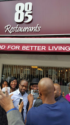 Nigerians gather round Jonathan Outside 805 Restaurant in London