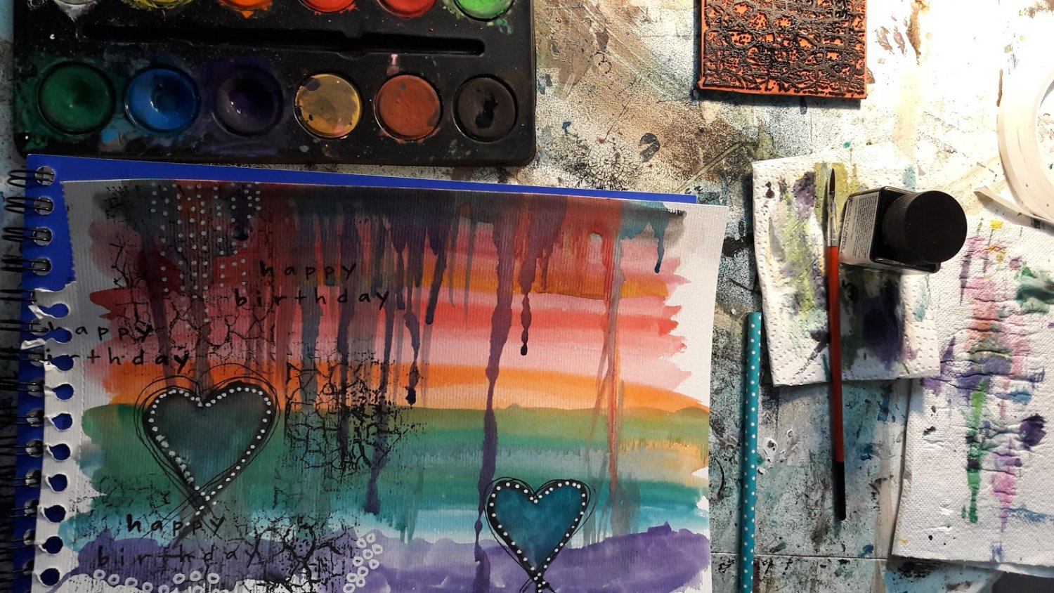 Fasters korthus: 2 cards - watercolour