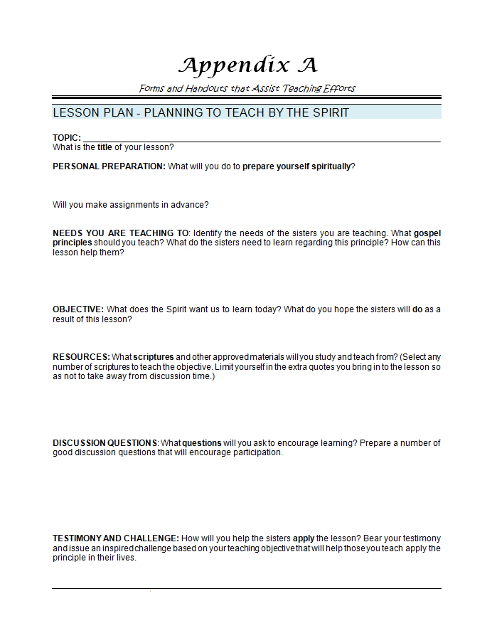 My Gospel Learning Place: Lesson Preparation and Planning