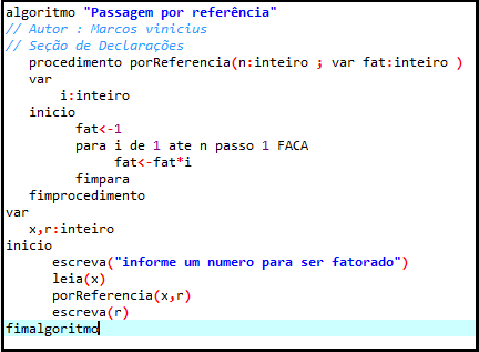 Algoritmo em Visualg - Passagem Por Referência ~ MVF5 Systems ...