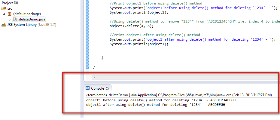 Testing Tools Qa Training Using Delete Method With Stringbuffer