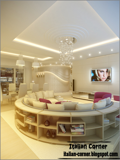 Italian living room designs ideas with round sofas, interior designs