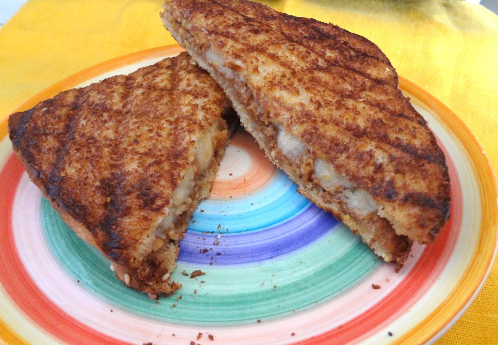 Breakfast Panini: Peanut butter and banana