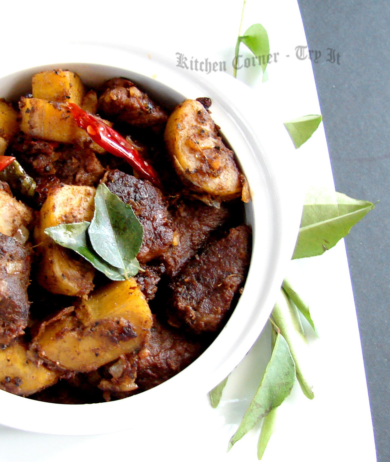 Ethakka Beef Ularthiyathu/ Beef and Plantain Ularthu