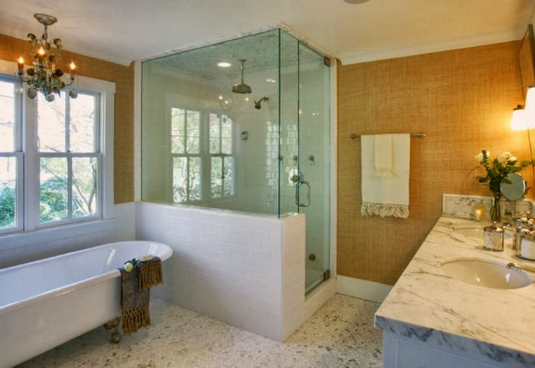 Management Chair: DESIGN IDEA: Half-Height Tiled Shower Wall with Glass ...