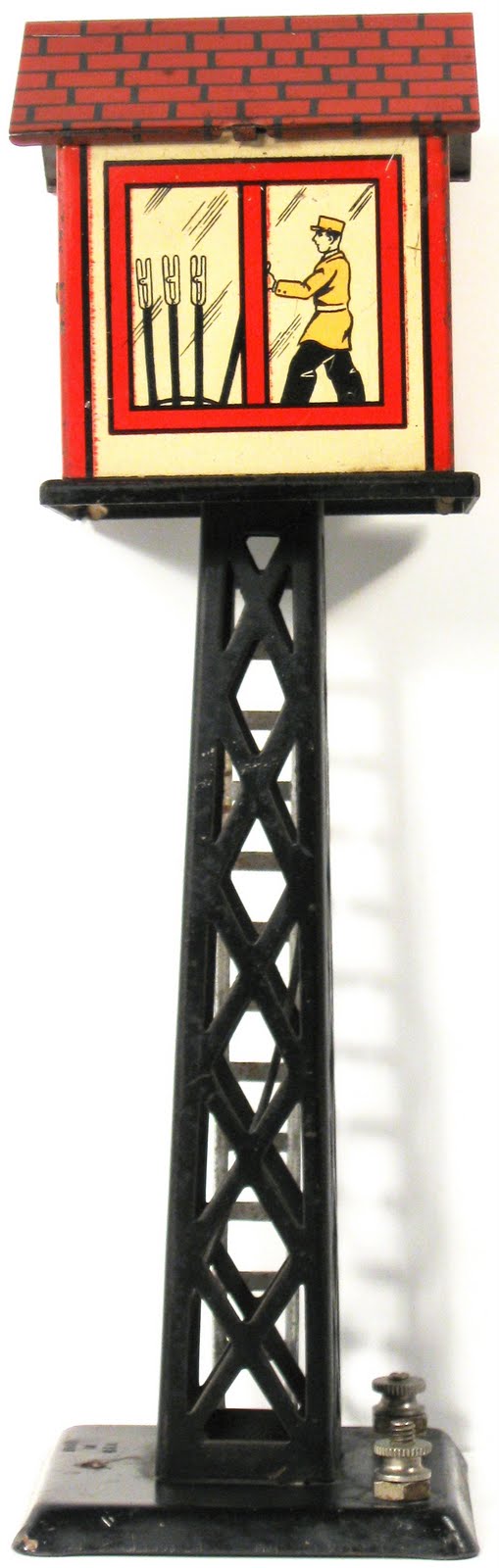Toys and Stuff: Marx #413A Switchman Tower Cream & Red Litho w/Black Tower