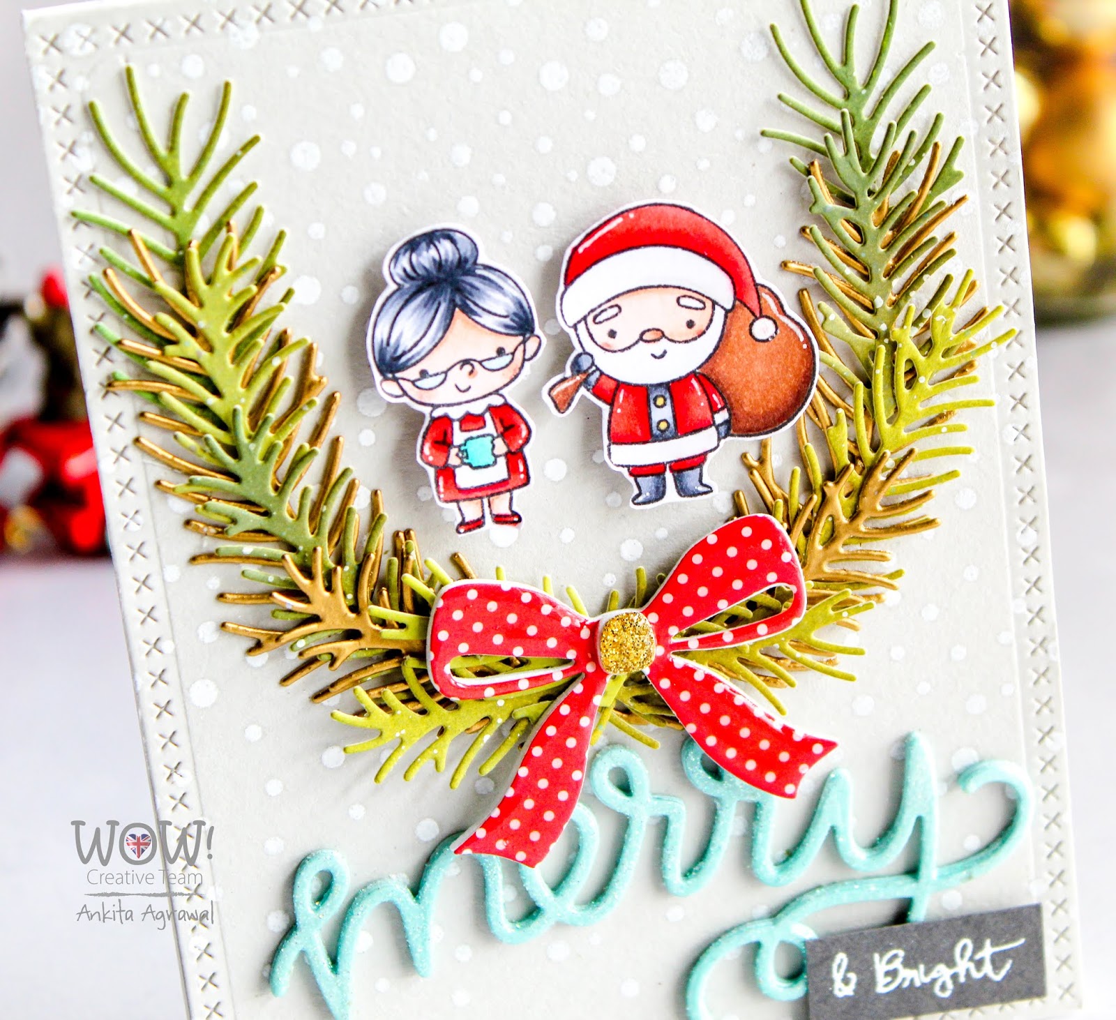 WOW! Embossing Powder Blog: Gold Embossed Christmas Wreath with Ankita