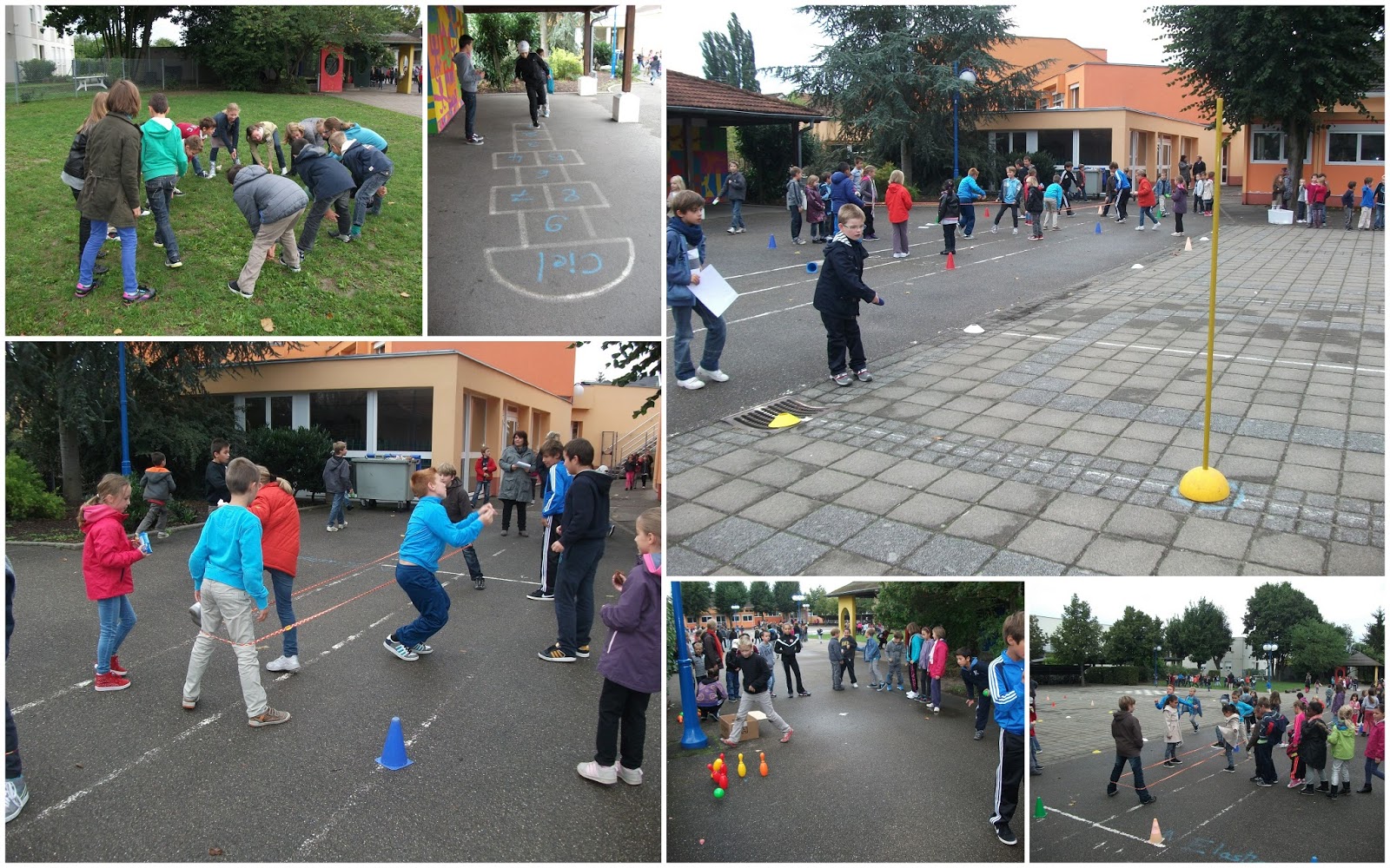 école élémentaire d'Eschau: Plein de jeux en cour de récréation.