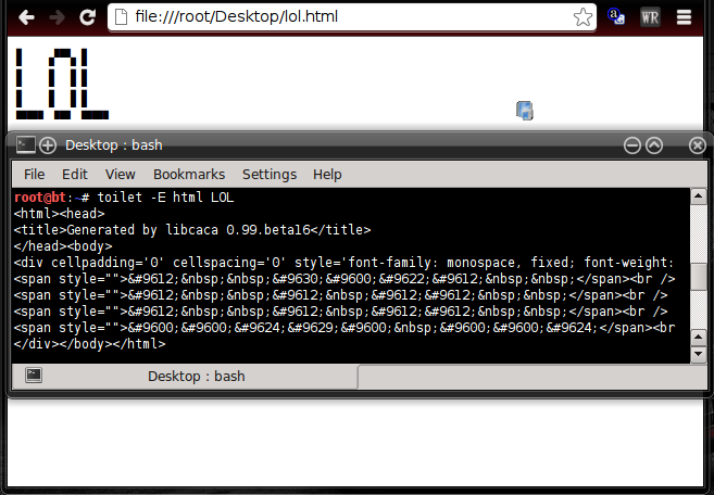 ASCII Art Generators Linux | Backtrack ~ Test SG