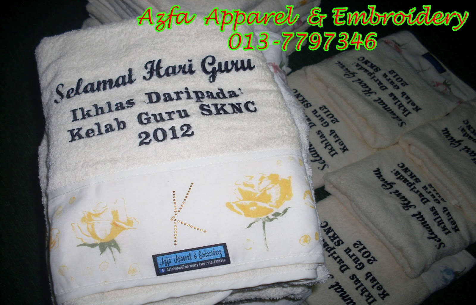 Azfa Apparel & Embroidery: Sulaman Tuala Cenderahati