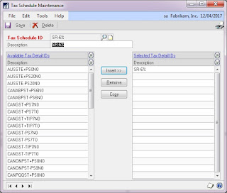 Setup Tax Code in Dynamics GP