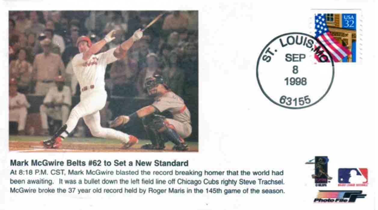Baseball Stamps & Postmarks: Mark McGwire - 70 Home Runs : 1998
