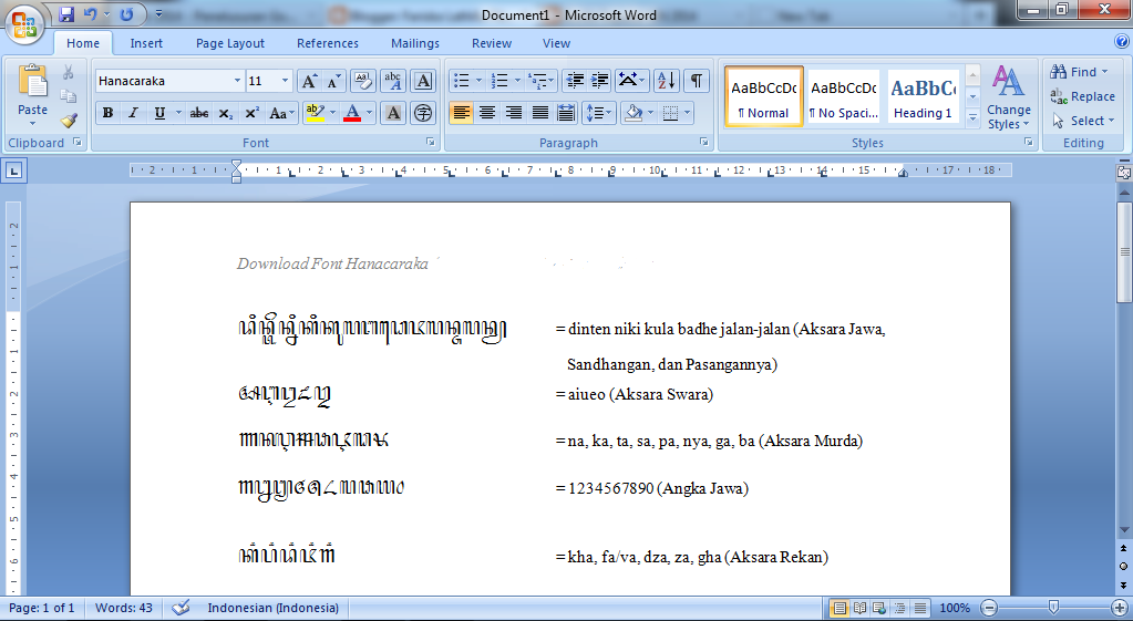 Font Aksara Jawa Hanacaraka untuk PC - Buwoh.com