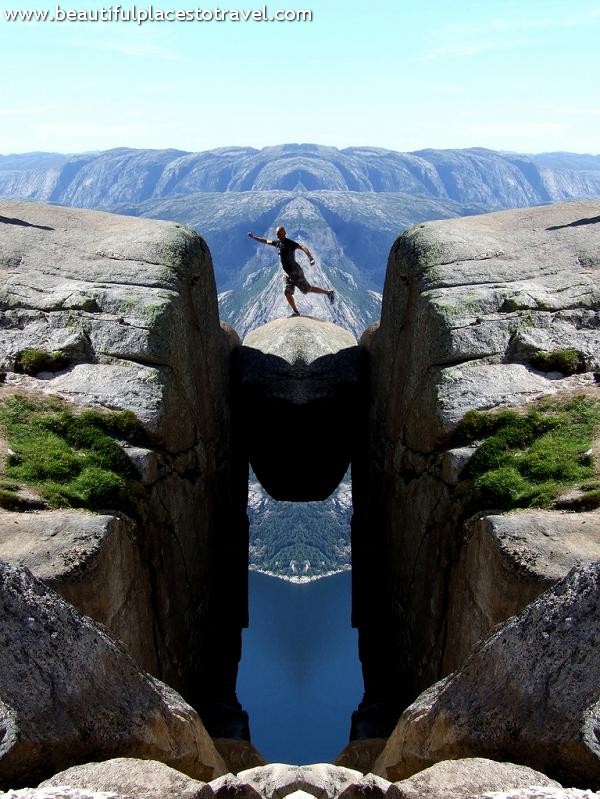Kjeragbolten Boulder, Norway. Accessible by all without Climbing Equipment.