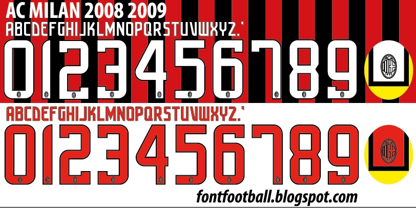 FONT FOOTBALL: Font Vector AC Milan 2008 2009 kit