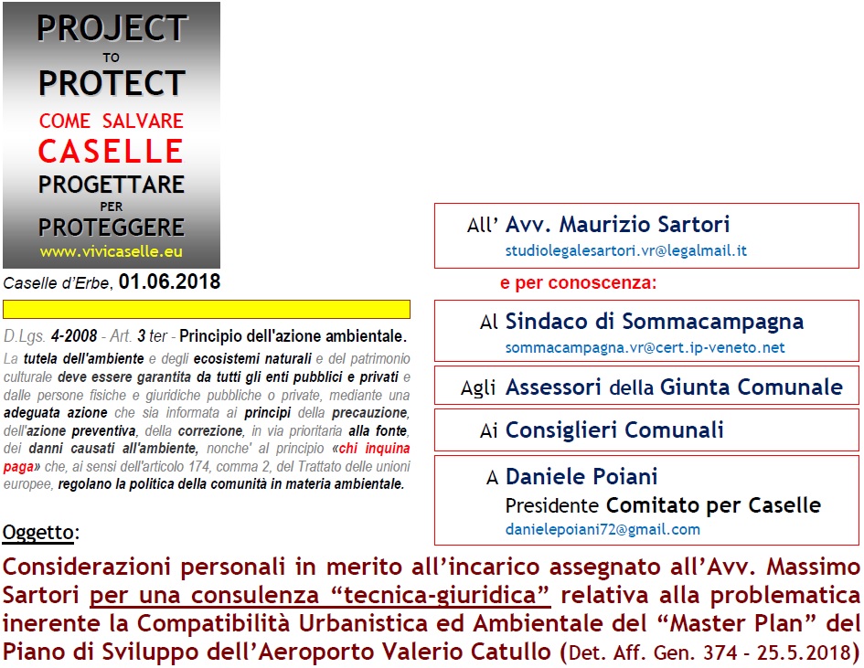 Considerazioni personali in merito all’incarico assegnato all’Avv ...