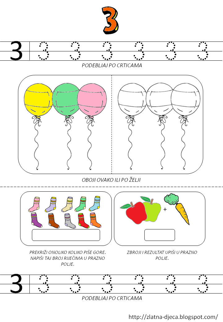 Zlatna djeca: Učimo brojeve od 1 do 10 - vježbenica