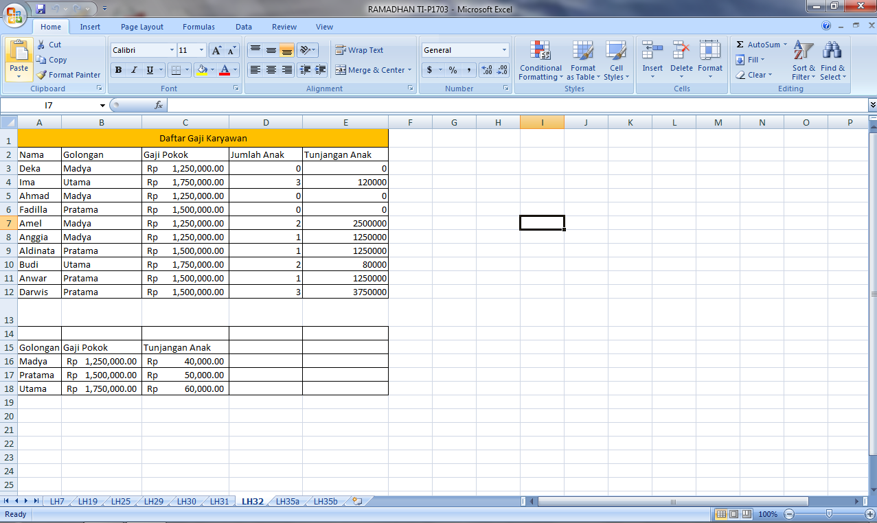 RAMADHAN: Tugas Latihan Ms.Office Excel