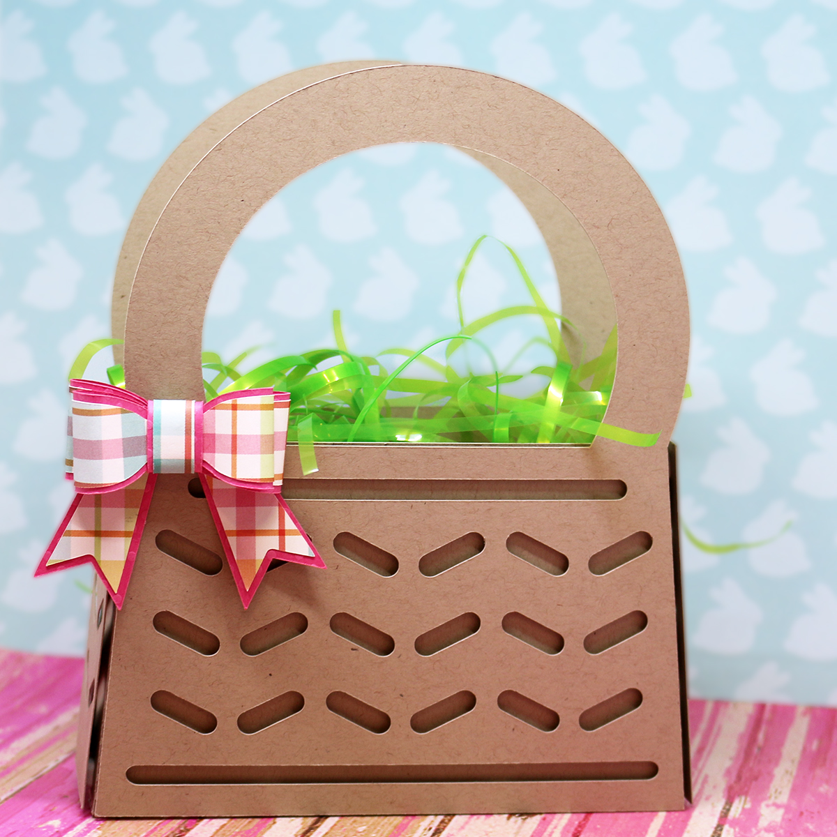 3D Basket with Bow | Bits of Paper