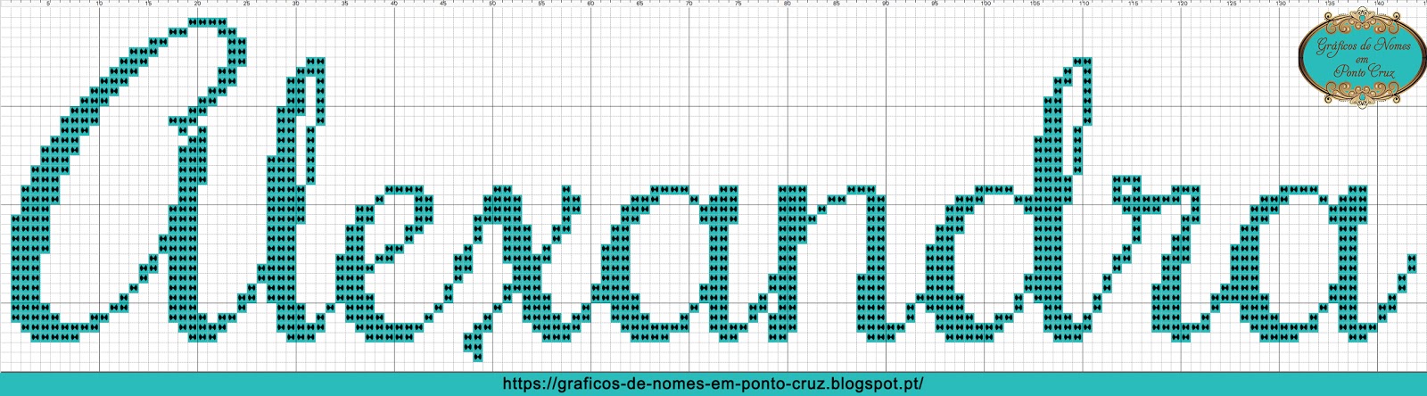Gráficos de Nomes em Ponto Cruz: Nome Alexandra em Ponto Cruz