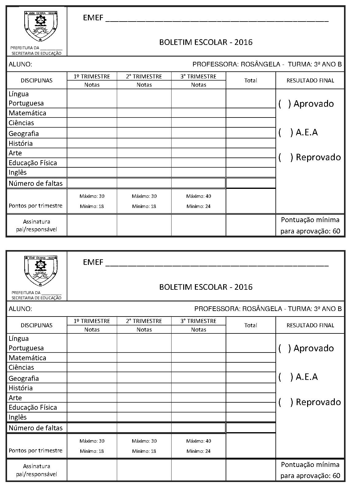Boletim Escolar Fundamental 1 - LIBRAIN