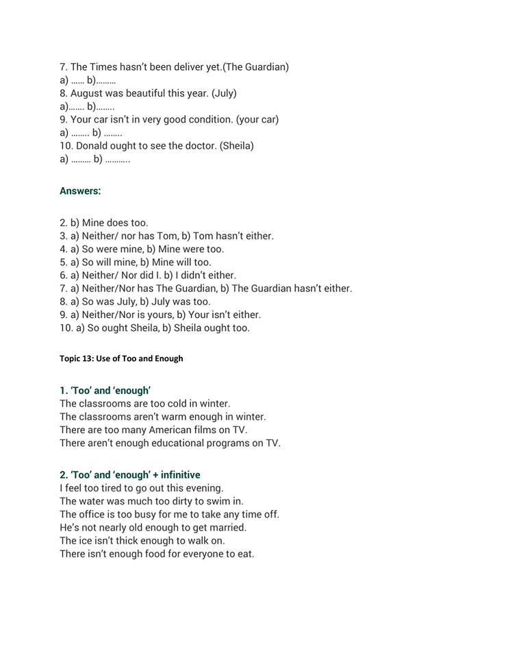 Class 11 English: Important Grammar Questions and Answers - Questions ...