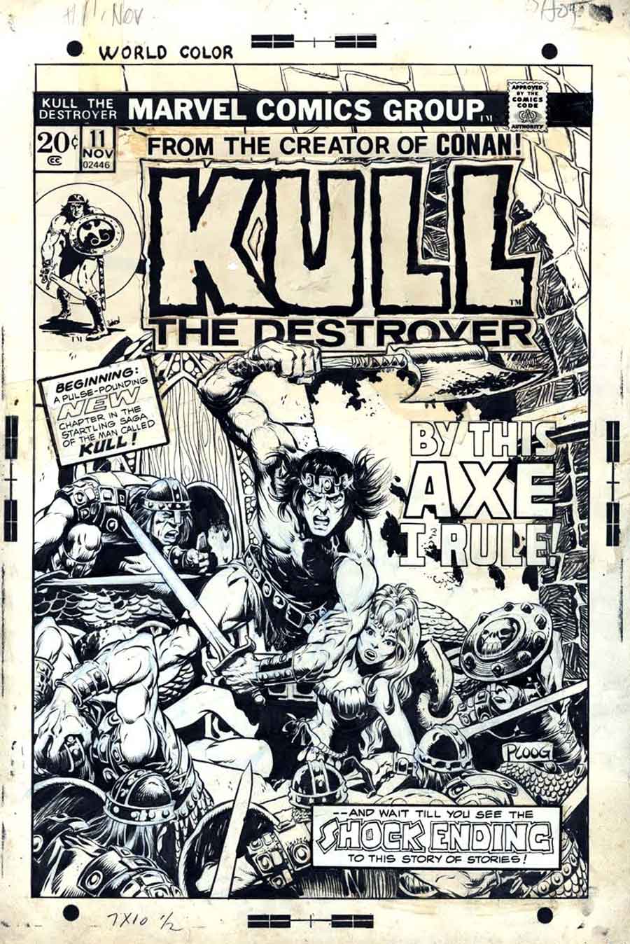 Mike Ploog original art - Kull #11 cover - Pencil Ink