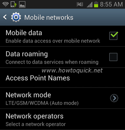 Samsung Galaxy Note 2 LTE, 3G and GPRS Mobile Internet Configuration ...