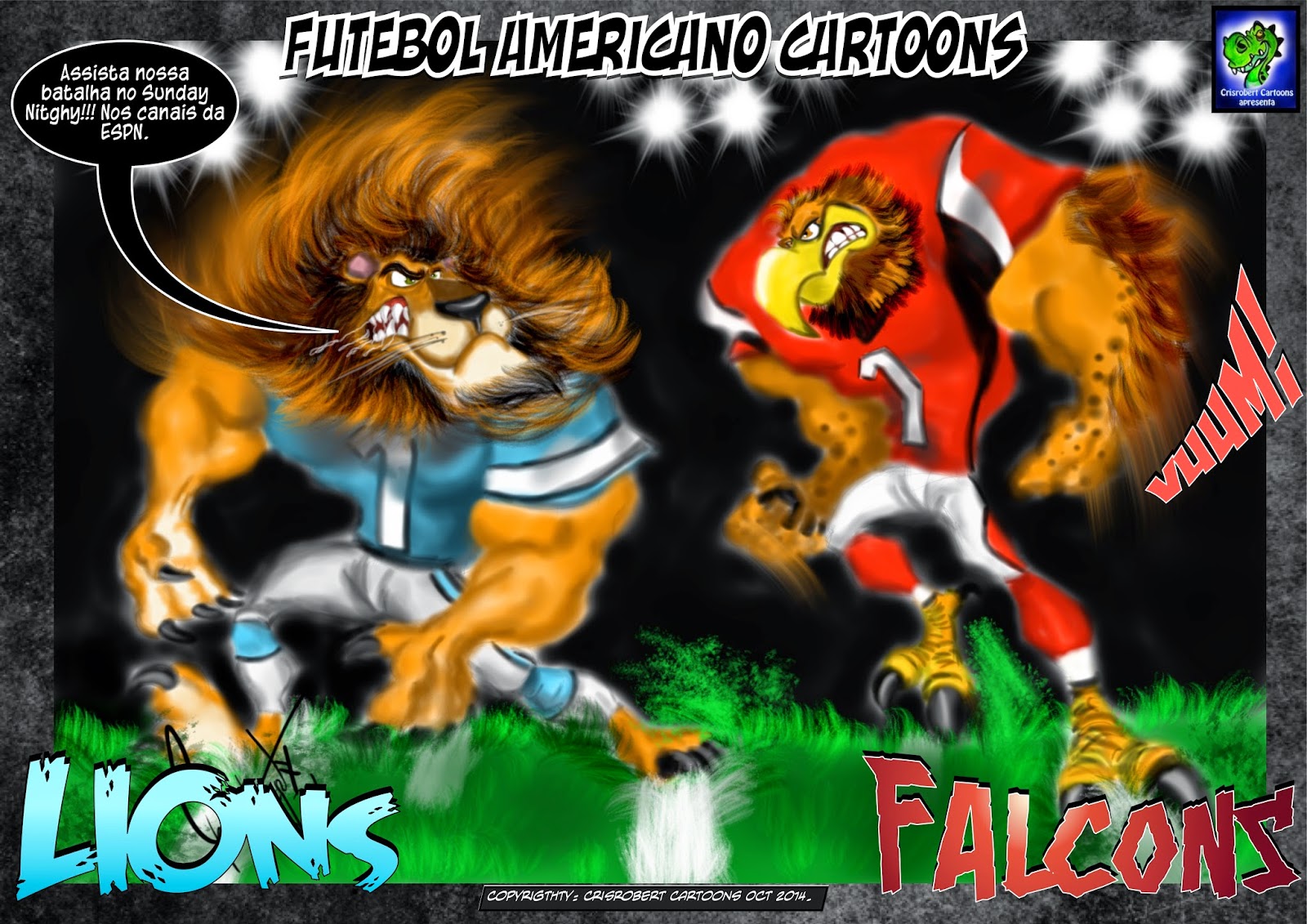 Crisrobert Cartoons: FUTEBOL AMERICANO CARTOON ! LIONS VS FALCONS