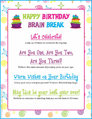 Happy Birthday Brain Break | Your Therapy Source - www ...