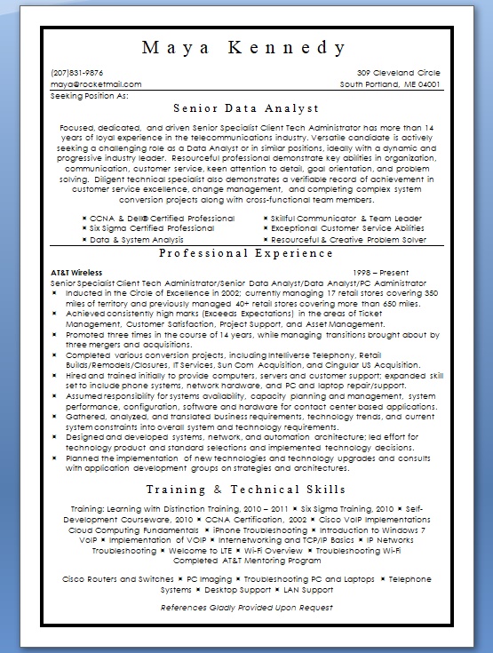 Senior Data Analyst Sample Resume Format in Word Free Download