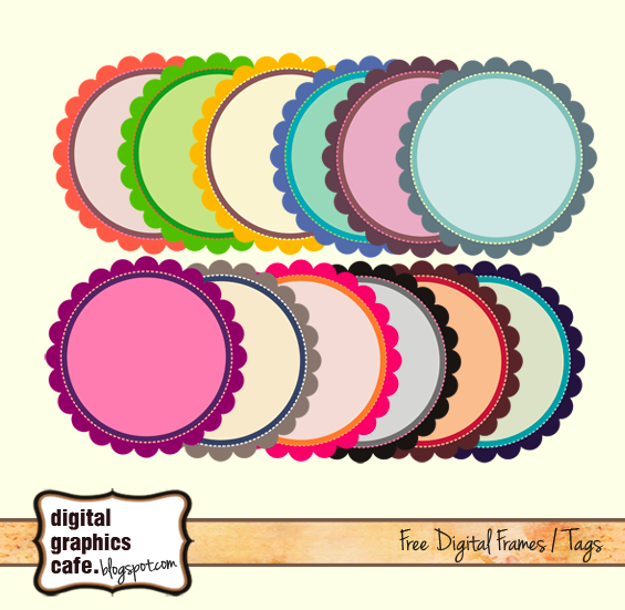 Art scallop clipart frame, journaling card or tags.
