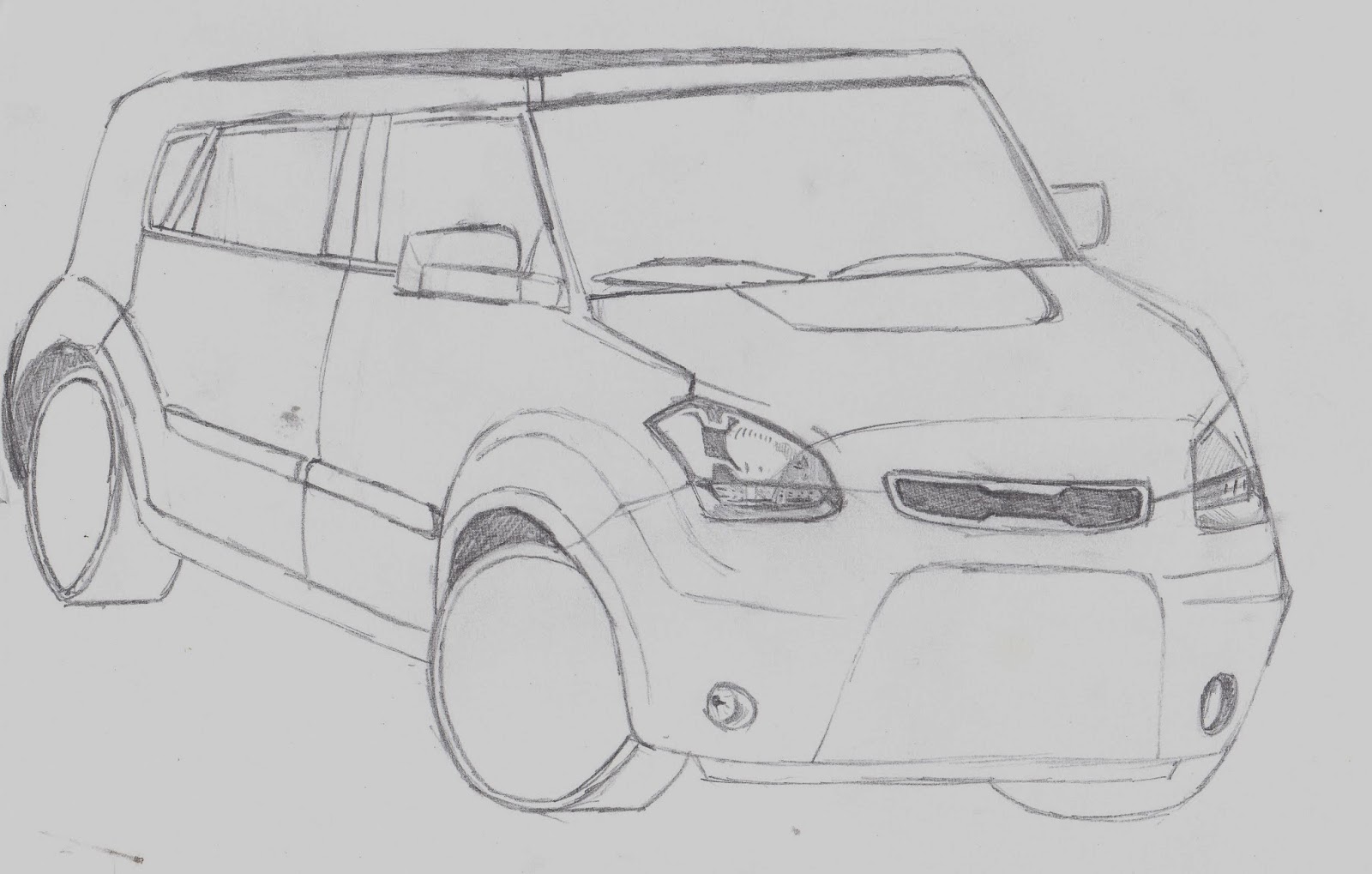 Drawing portfolio: Unfinished car drawings.