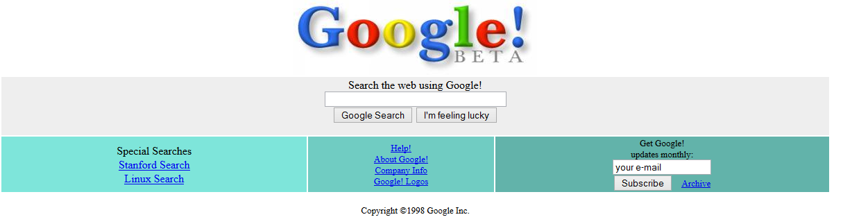 Figura 2 - Captura do Site do Google em 1998
