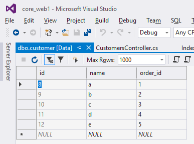 chuanshuoge: MVC core sql javascript database first