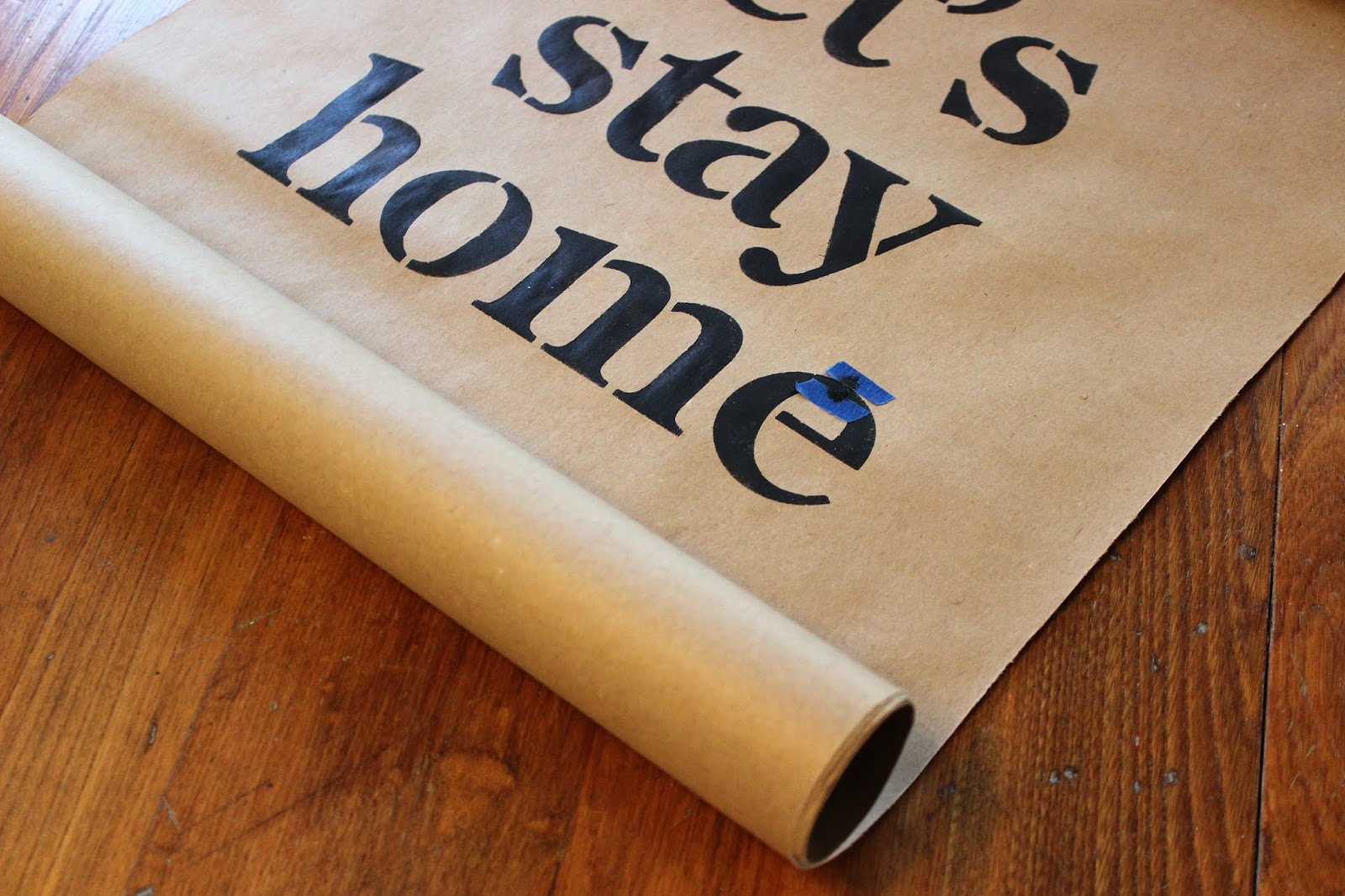 Easy & Inexpensive DIY Brown Craft Paper Stenciled Scroll Sign ...