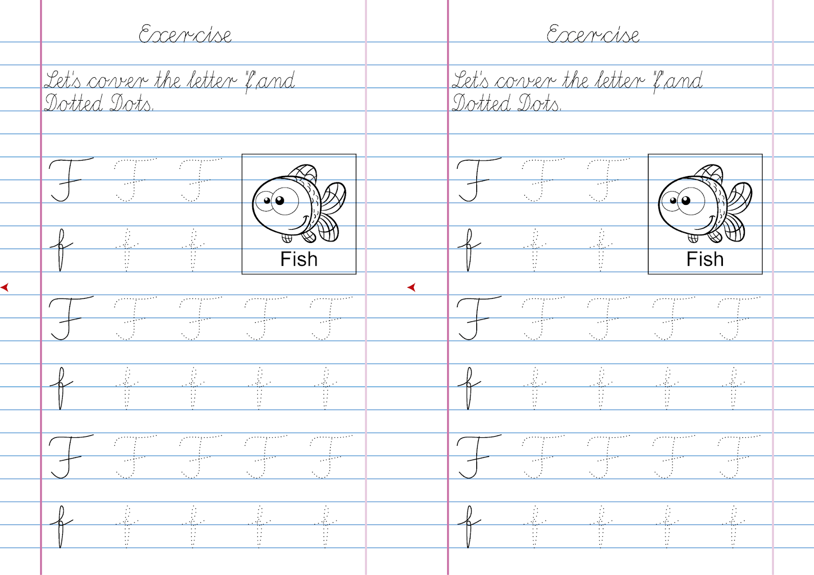 To print // dotted activity double letter "F" in PDF