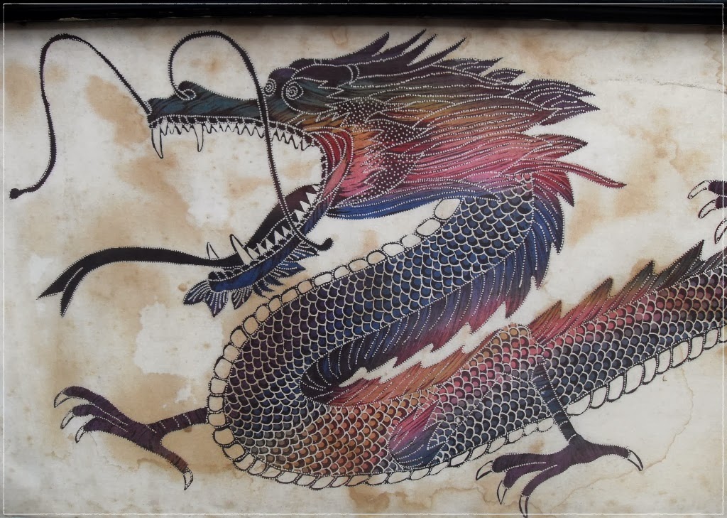 BARANG ANTIK LUKITO: Lukisan Batik Sutra Peranakan "ALIM" gambar Naga ...